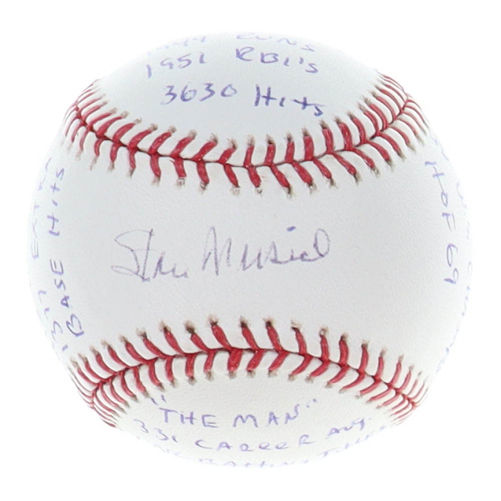 Stan Musial Signed OML Baseball with Multiple Career Stat Inscriptions ...