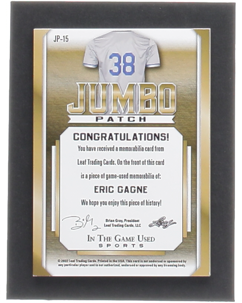 Eric Gagne 2022 Leaf ITG Used Sports Jumbo Patch Bronze #JP15 #9/9 ...