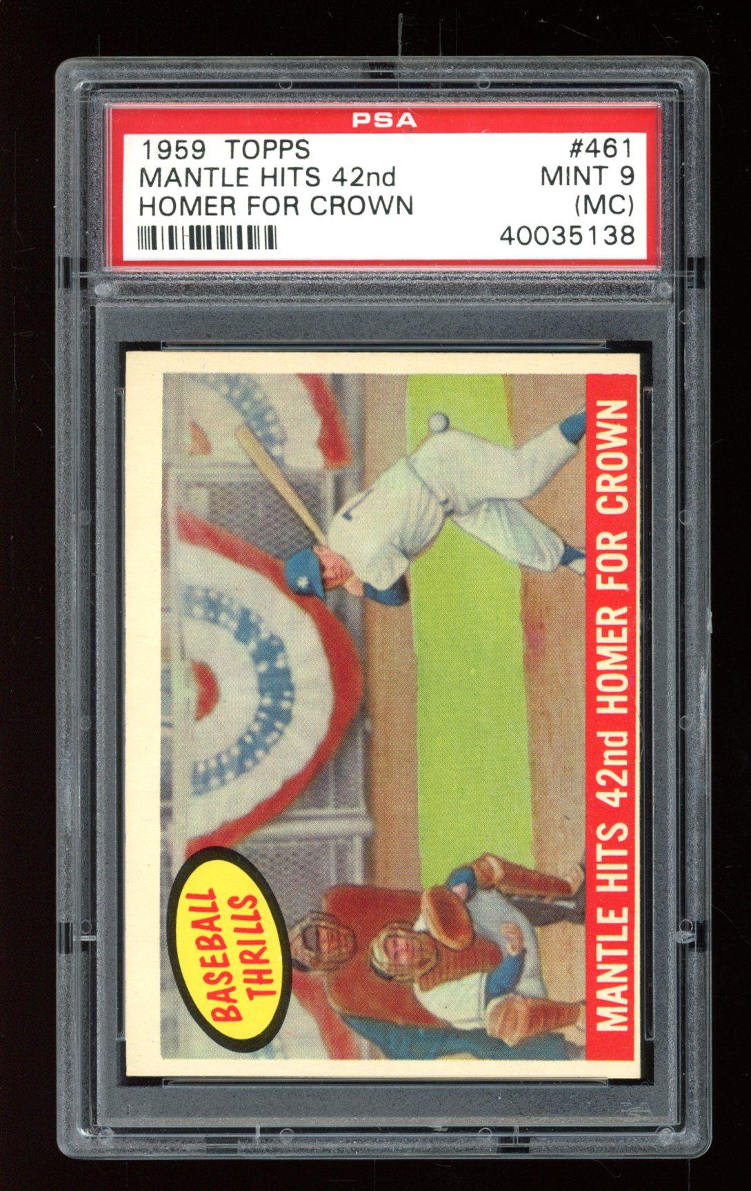 Mickey Mantle 1959 Topps #461 BT 42nd Homer (PSA 9) (MC) | Pristine Auction
