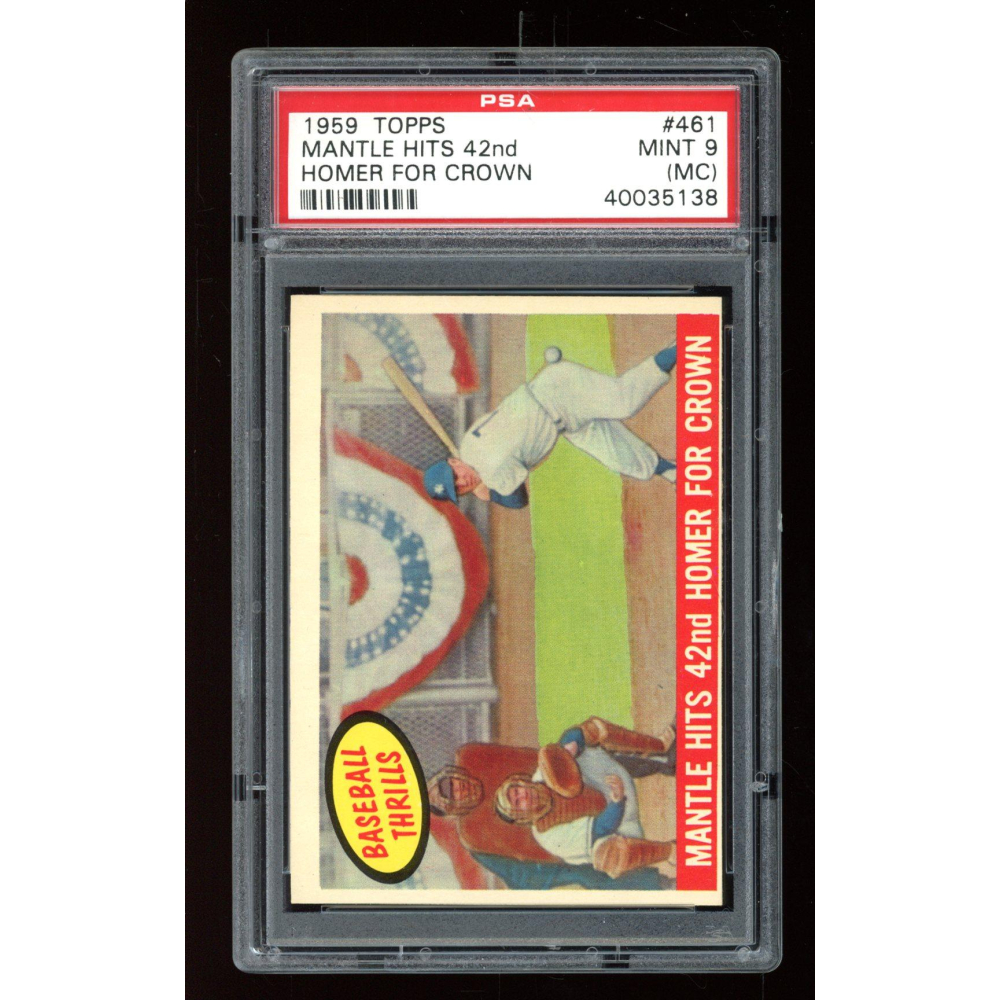 Mickey Mantle 1959 Topps #461 BT 42nd Homer (PSA 9) (MC) | Pristine Auction