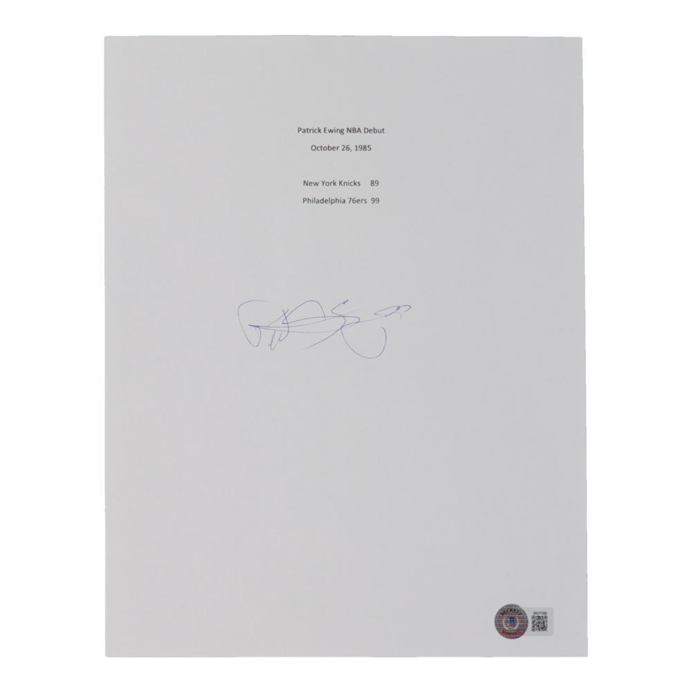 Patrick Ewing Signed NBA Debut Game Scoresheet (Beckett) | Pristine Auction