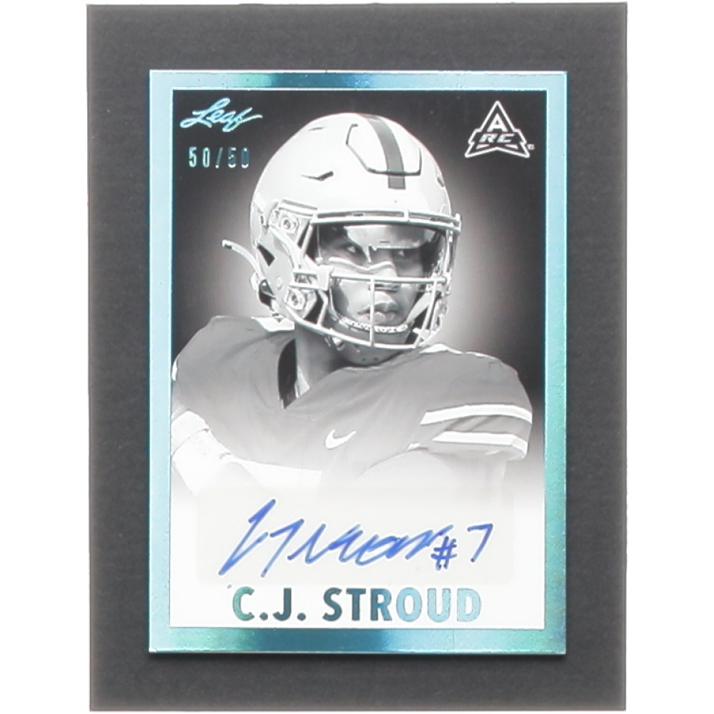 CJ Stroud 2021 Leaf 1960 Leaf Signatures Teal #BWCJS RC #50/50 ...