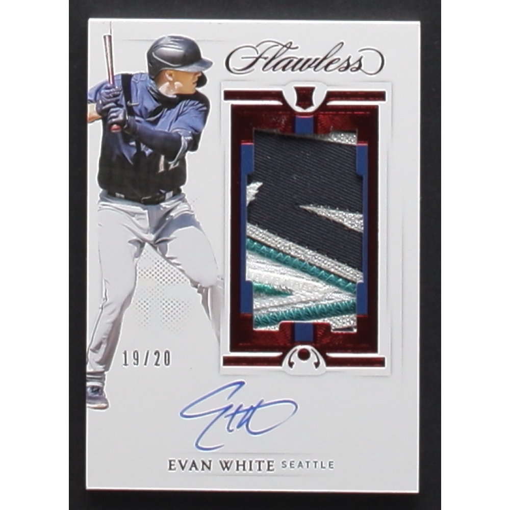 Evan White 2021 Panini Flawless Rookie Patch Autographs Ruby #34 #19/20 ...