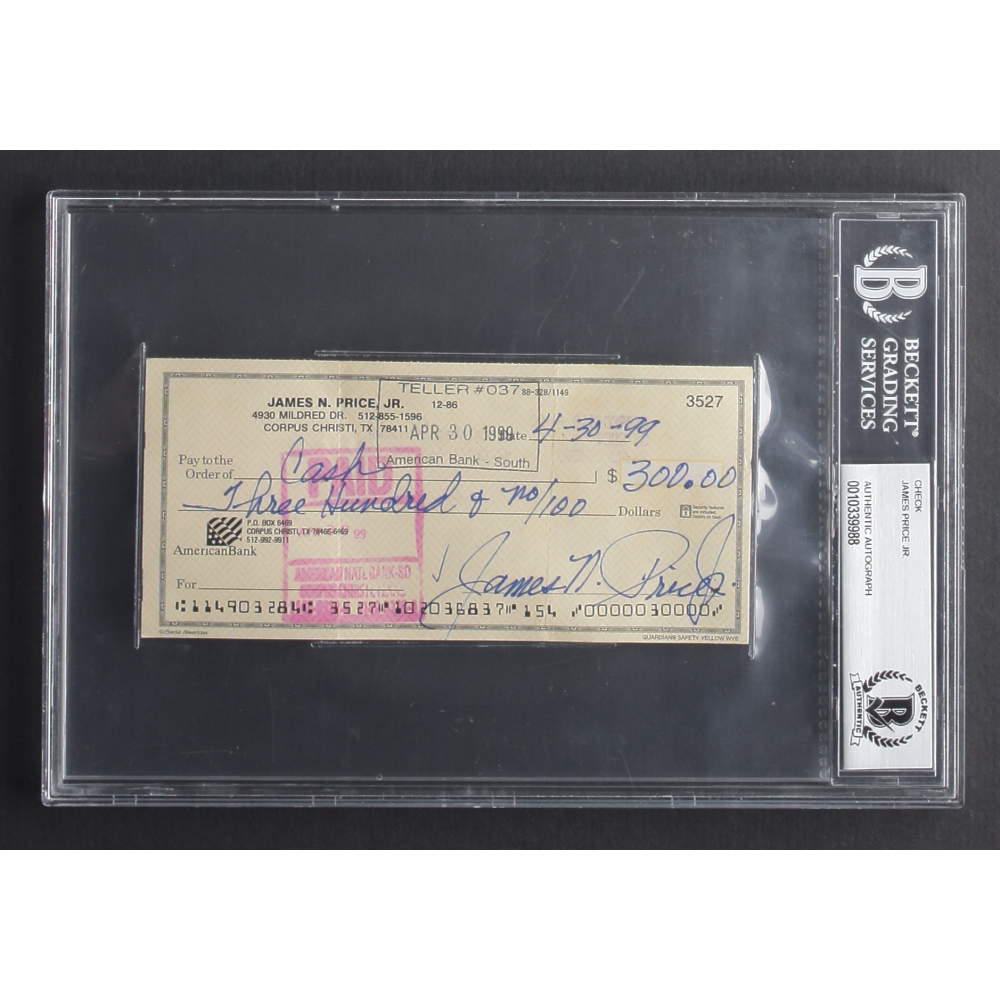 James Price Jr. Signed 1999 Personal Check (Beckett) | Pristine Auction