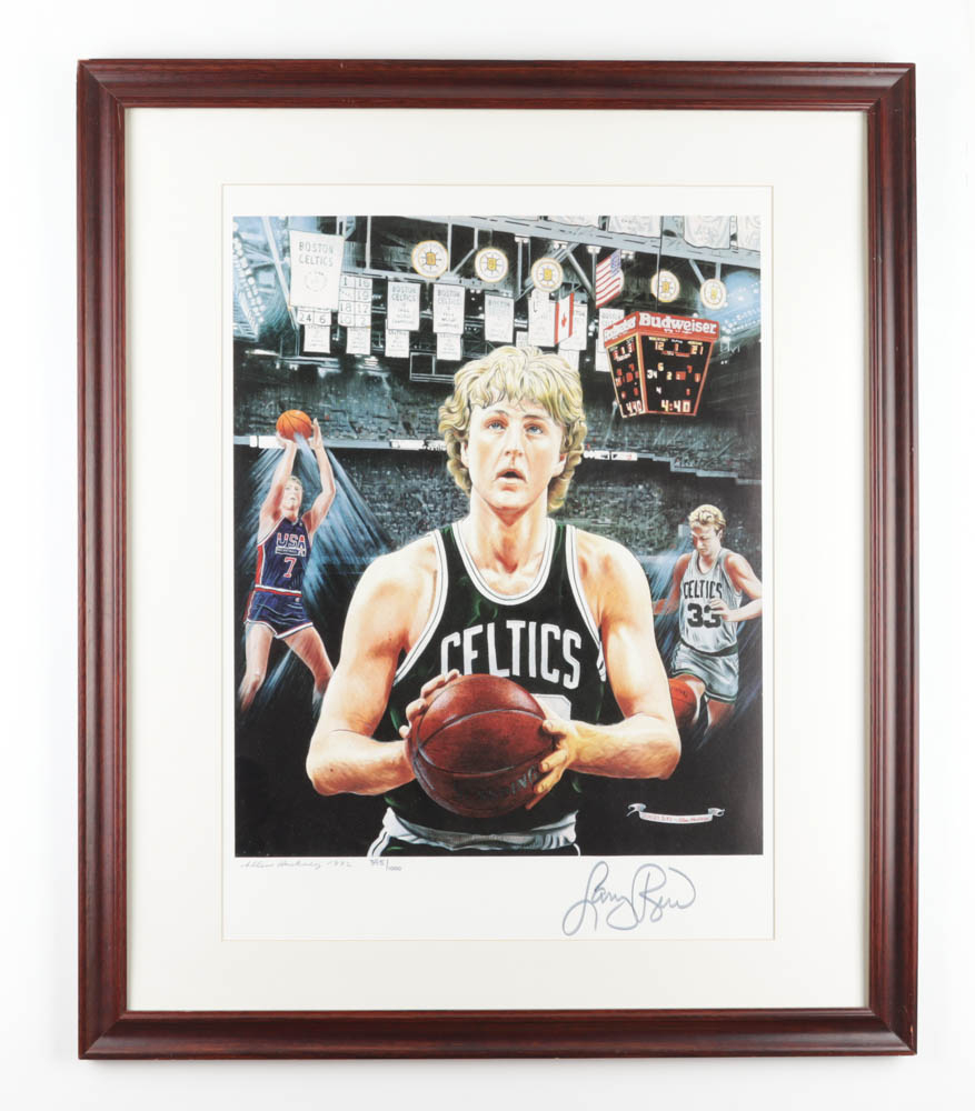 Larry Bird Signed LE Celtics Custom Framed Lithograph Display (Beckett ...