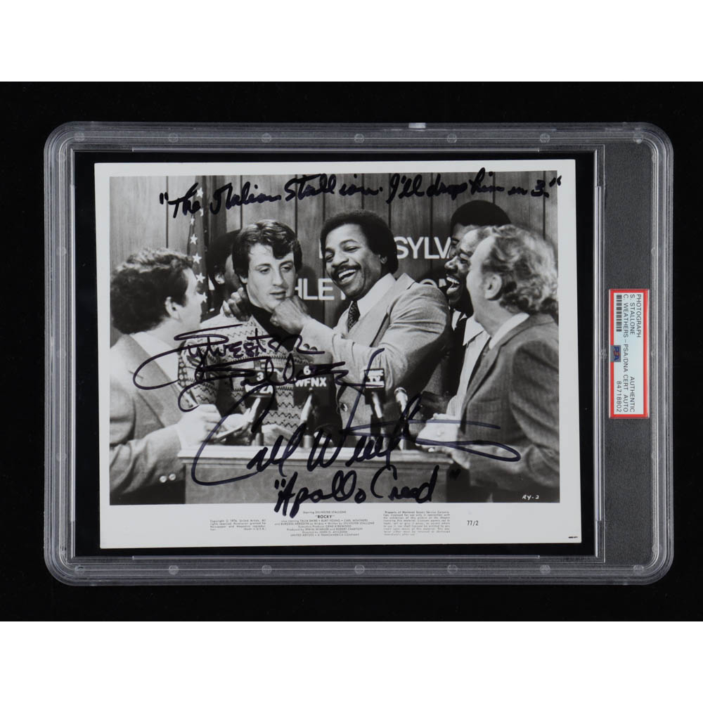Sylvester Stallone & Carl Weathers Signed "Rocky" 8x10 Photo Inscribed ...