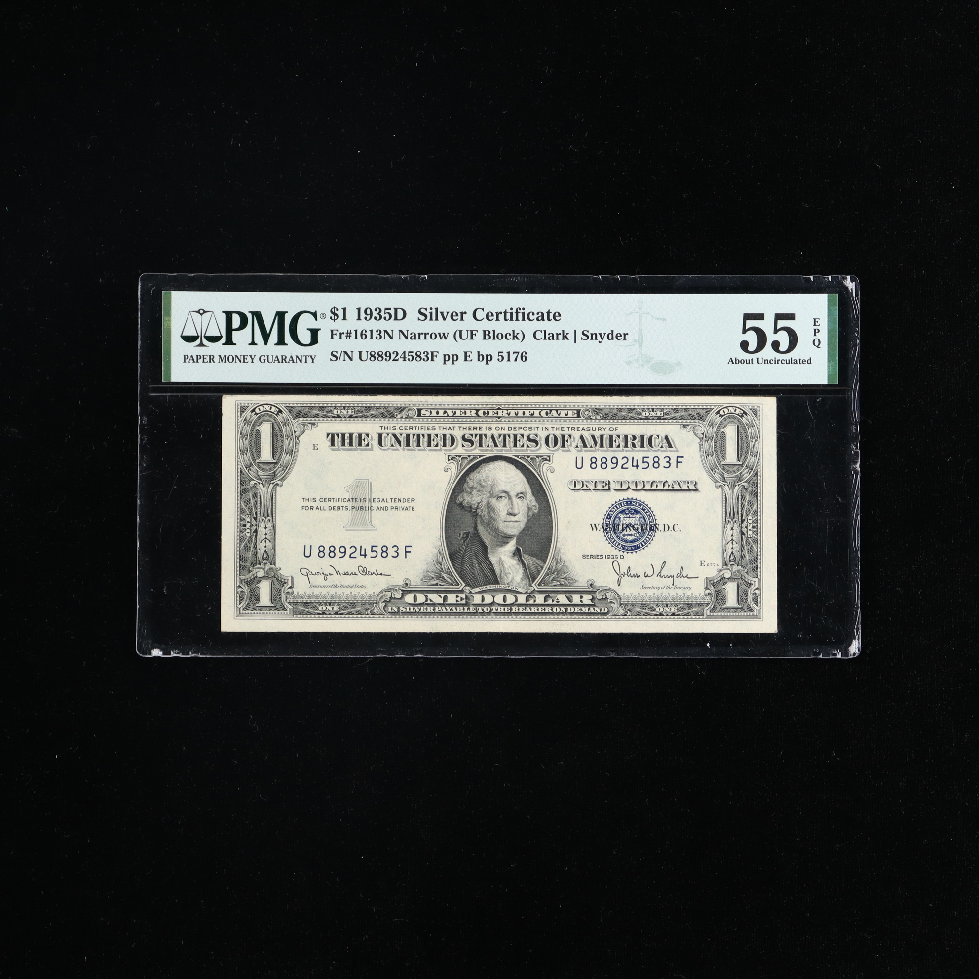 1935D $1 One-Dollar U.S. Star Note Silver Certificate (PMG About ...