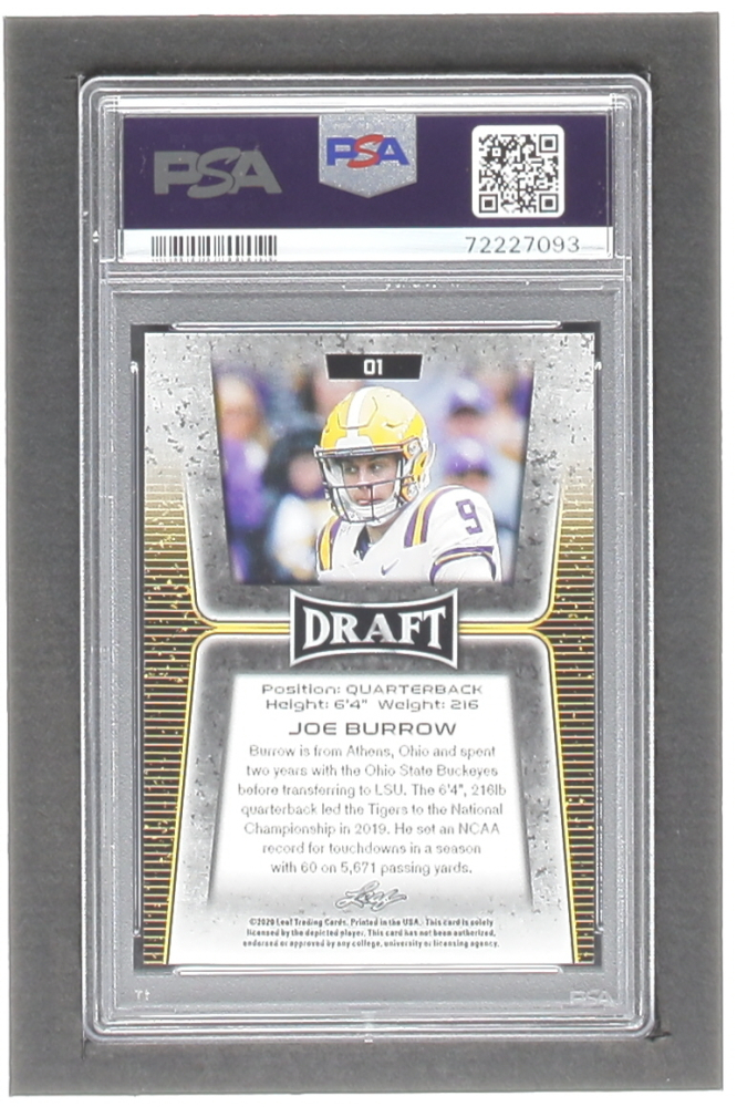 Joe Burrow 2020 Leaf Draft #1 RC (PSA 10) | Pristine Auction