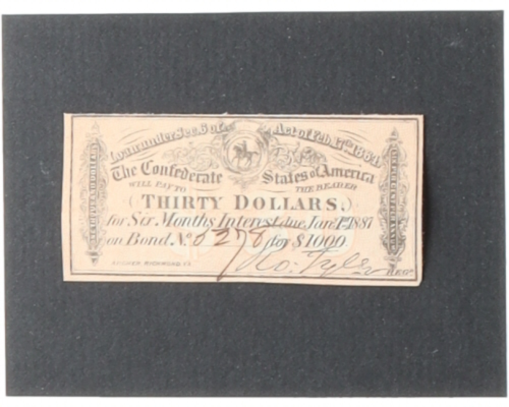 1886 $30 Thirty Dollars Confederate States of America Richmond CSA Bank ...