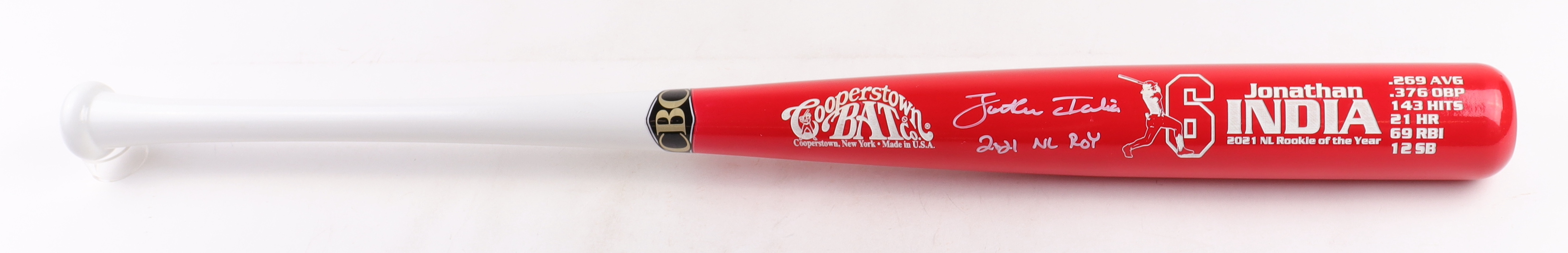 Jonathan India Signed Cooperstown Player Model Stat Baseball Bat ...