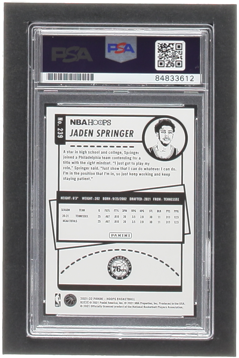 Jaden Springer Signed 2021-22 Hoops #239 RC (PSA) | Pristine Auction
