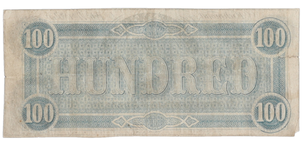 1864 $100 One Hundred Dollars Confederate States of America Richmond ...