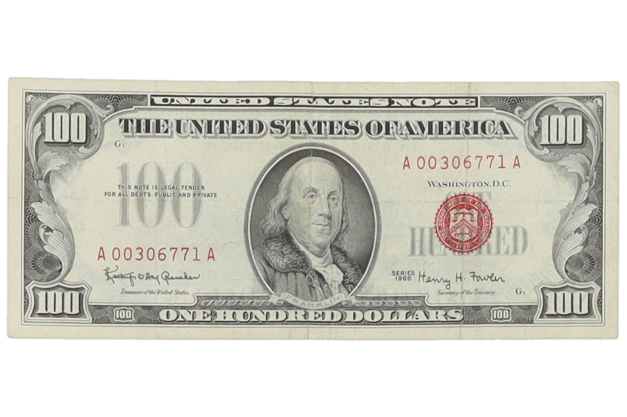 1966 $100 One Hundred Dollar U.S. Bank Note | Pristine Auction