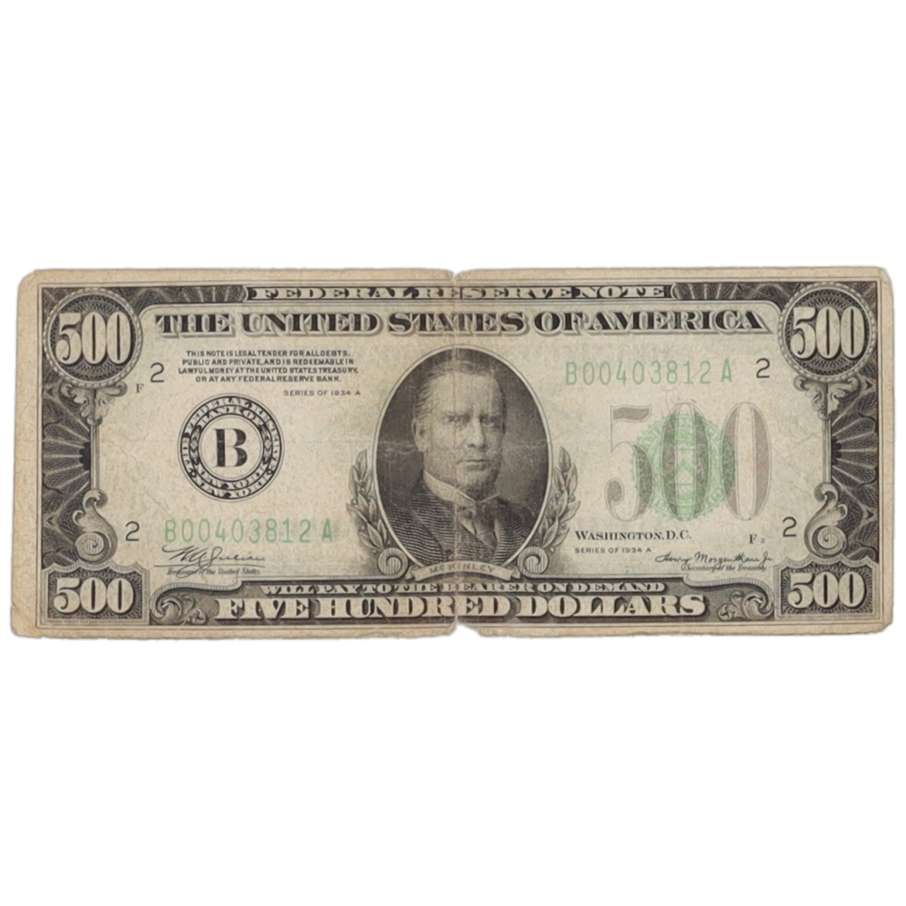 1934 $500 Five Hundred Dollar U.S. Bank Note | Pristine Auction