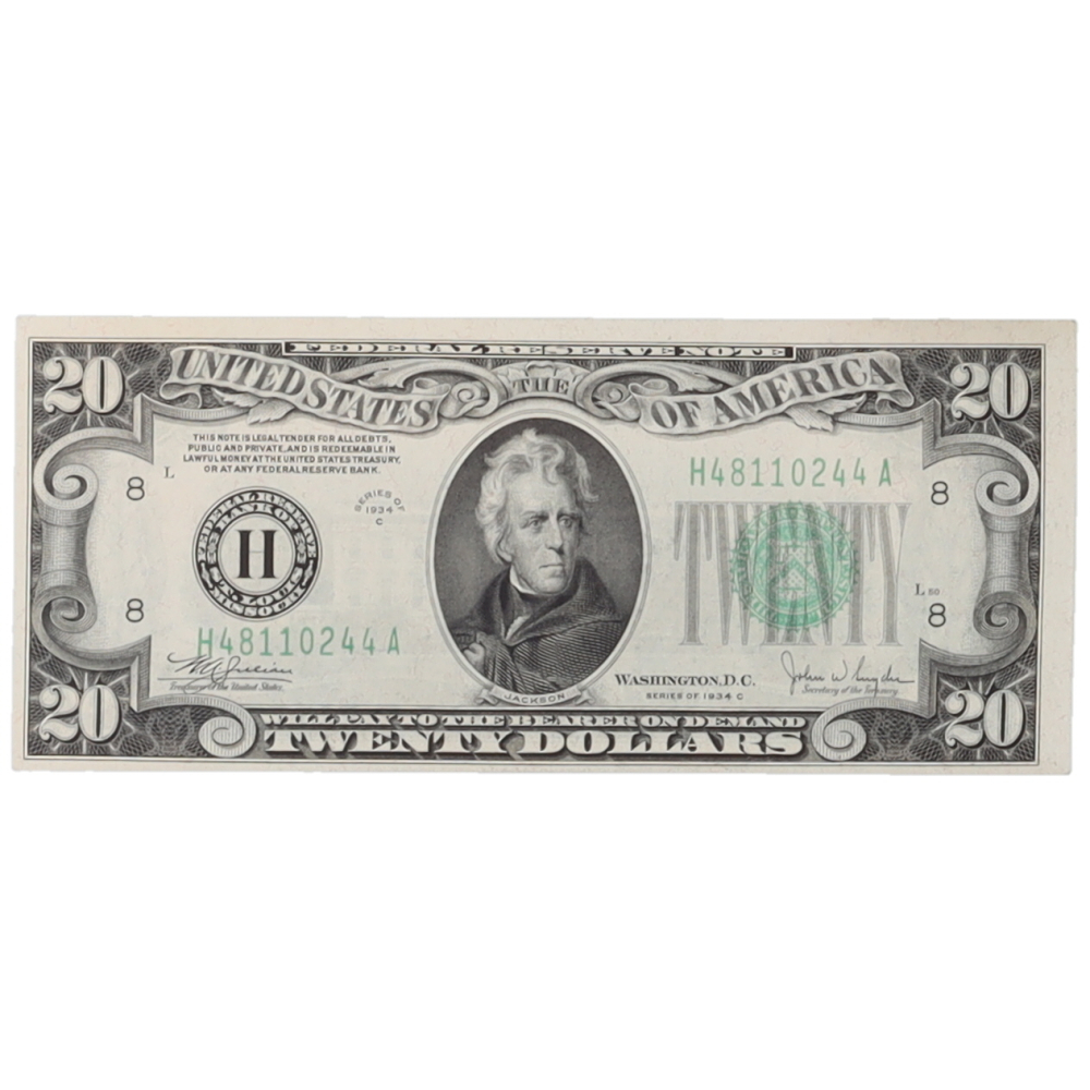 1934 $20 Twenty Dollar U.S. Bank Note | Pristine Auction
