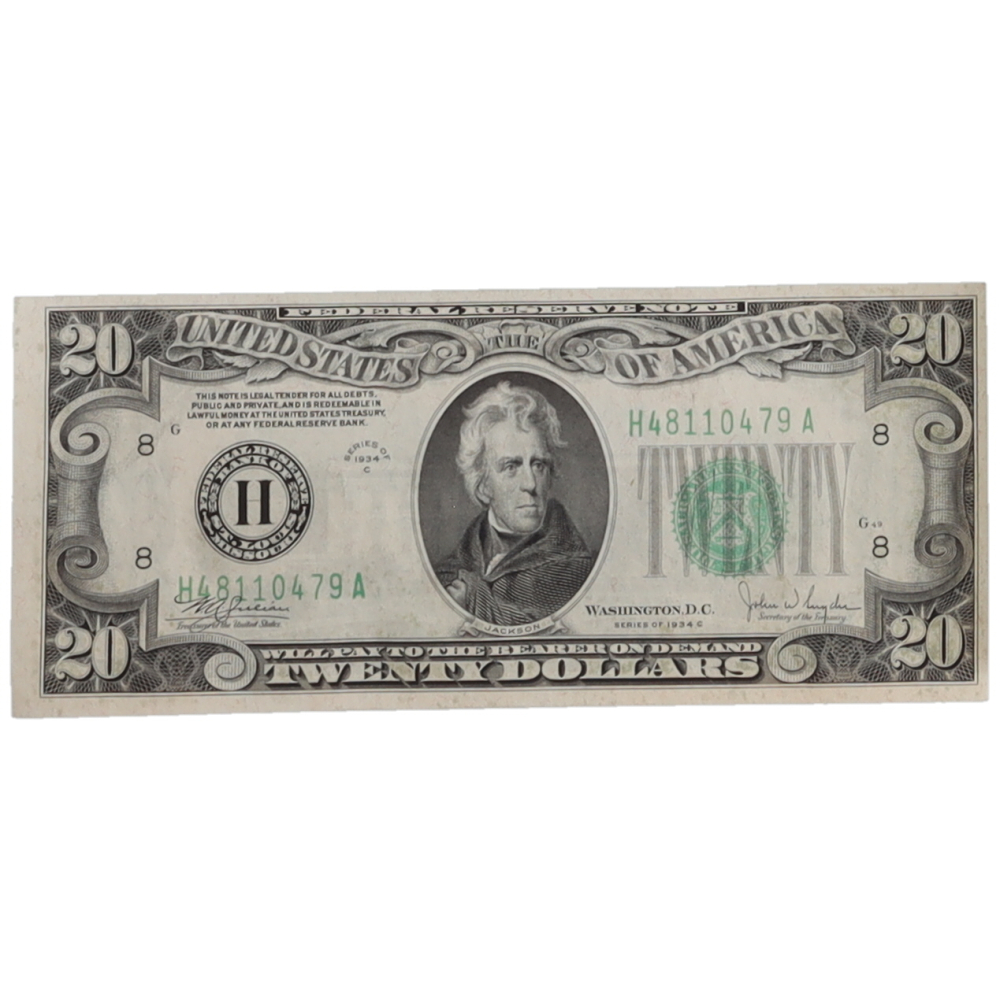 1934 $20 Twenty Dollar U.S. Bank Note | Pristine Auction