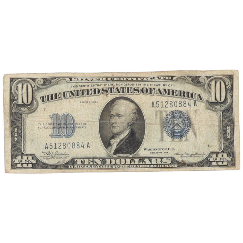 1934 $10 Ten Dollar U.S. Bank Note | Pristine Auction