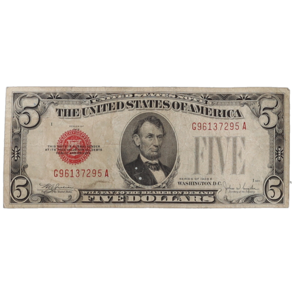 1928 $5 Five Dollar U.S. Bank Note | Pristine Auction
