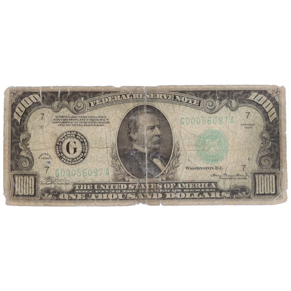 1934 $1,000 One Thousand Dollar U.S. Bank Note | Pristine Auction