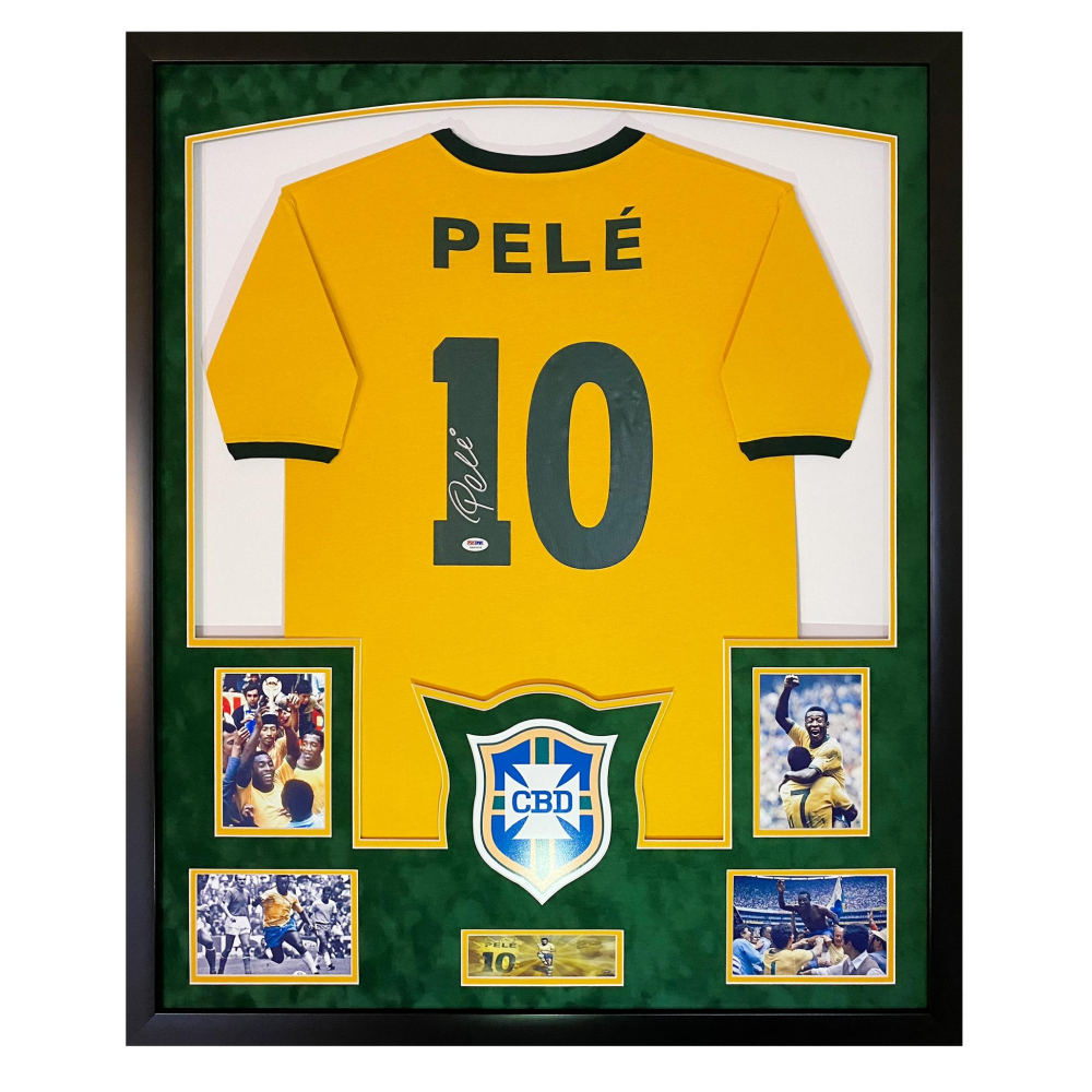 Pele Signed 32x40 Brazil National Team Custom Framed Jersey Display ...