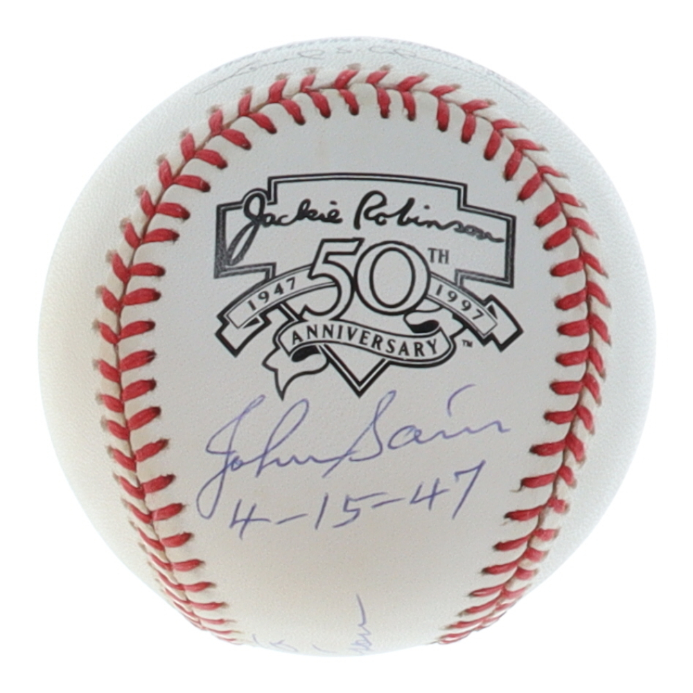 Johnny Sain Signed Jackie Robinson 50th Anniversary Commemorative ONL ...