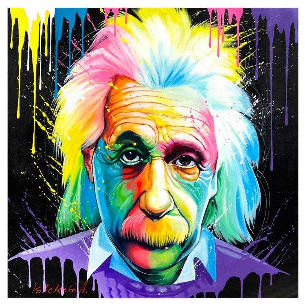 Alexander Ishchenko Signed "Einstein" 36x36 Original Acrylic Painting ...