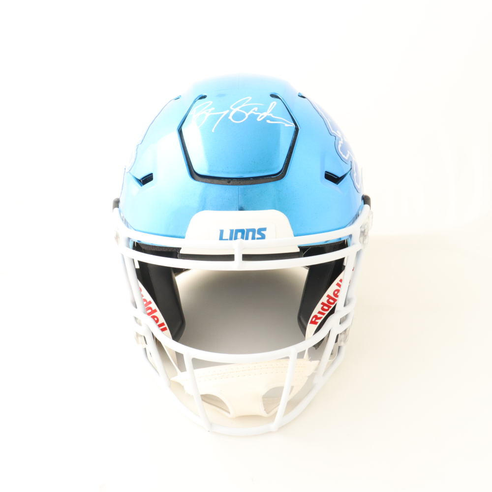 Barry Sanders Signed Lions Full-Size Authentic On-Field Chrome ...