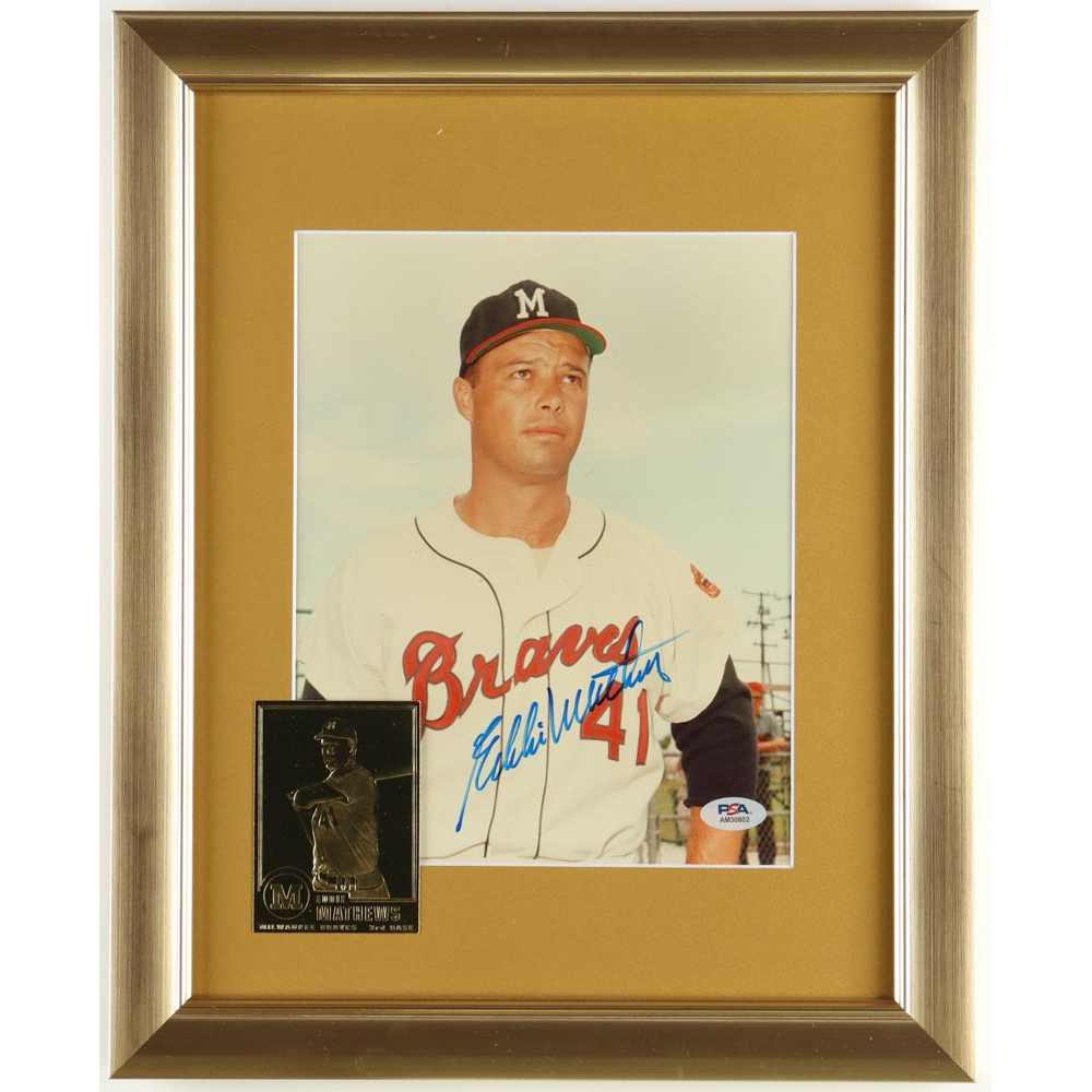 Eddie Mathews Signed Braves Custom Framed Photo Display with 22KT Gold ...