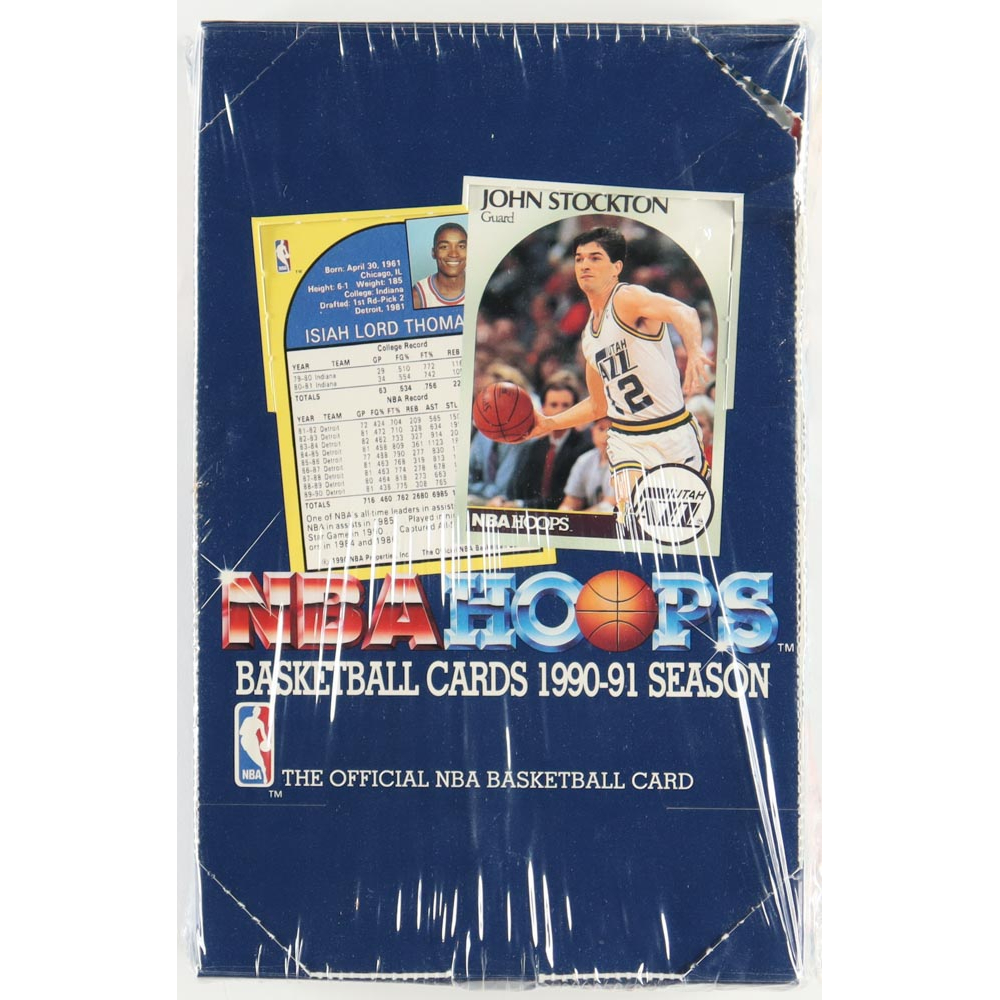 1990-91 NBA Hoops Basketball Factory Sealed Hobby Box with (36) Packs ...