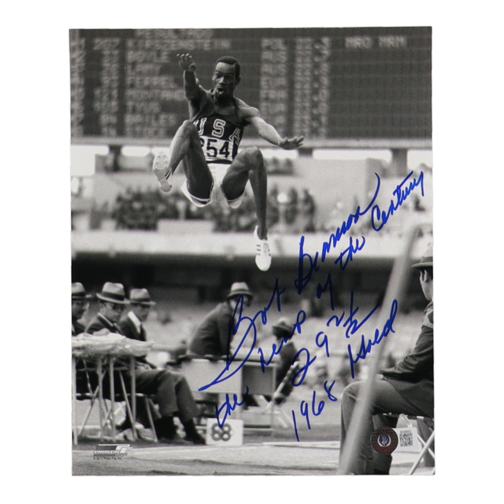 Bob Beamon Signed 8x10 Photo Inscribed "The Leap of The Century 29 2 1/ ...