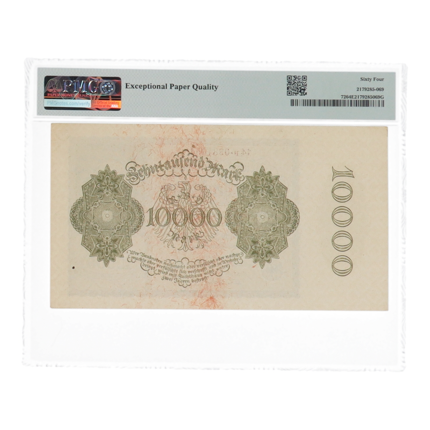 1922 Germany 10,000 Mark Reichsbanknote (PMG Choice Unc 64 EPQ ...