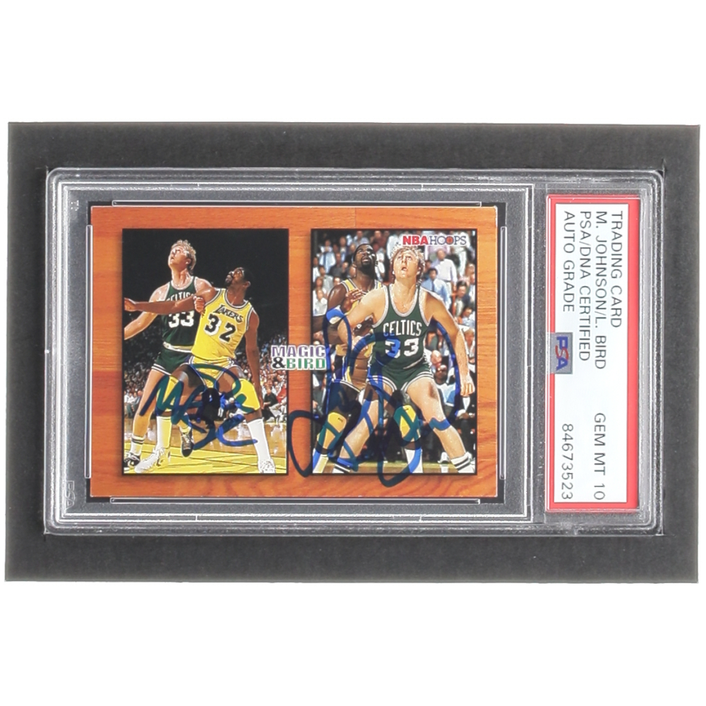 Magic Johnson & Larry Bird Signed 1993-94 Hoops #MB1 / Commemorative (PSA | Autograph Graded 10 ...