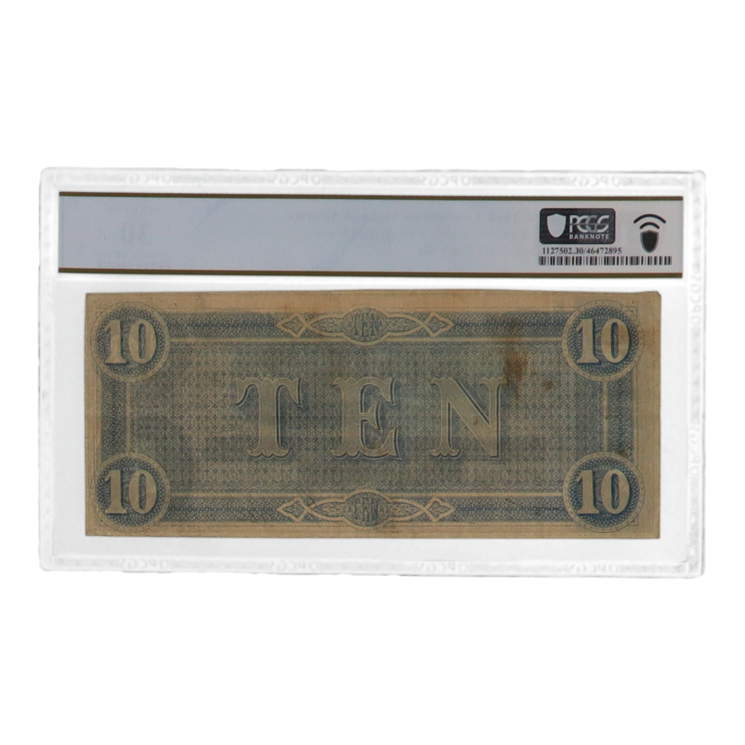 1864 $10 Ten Dollars Confederate States of America T-68 Bank Note Bond ...