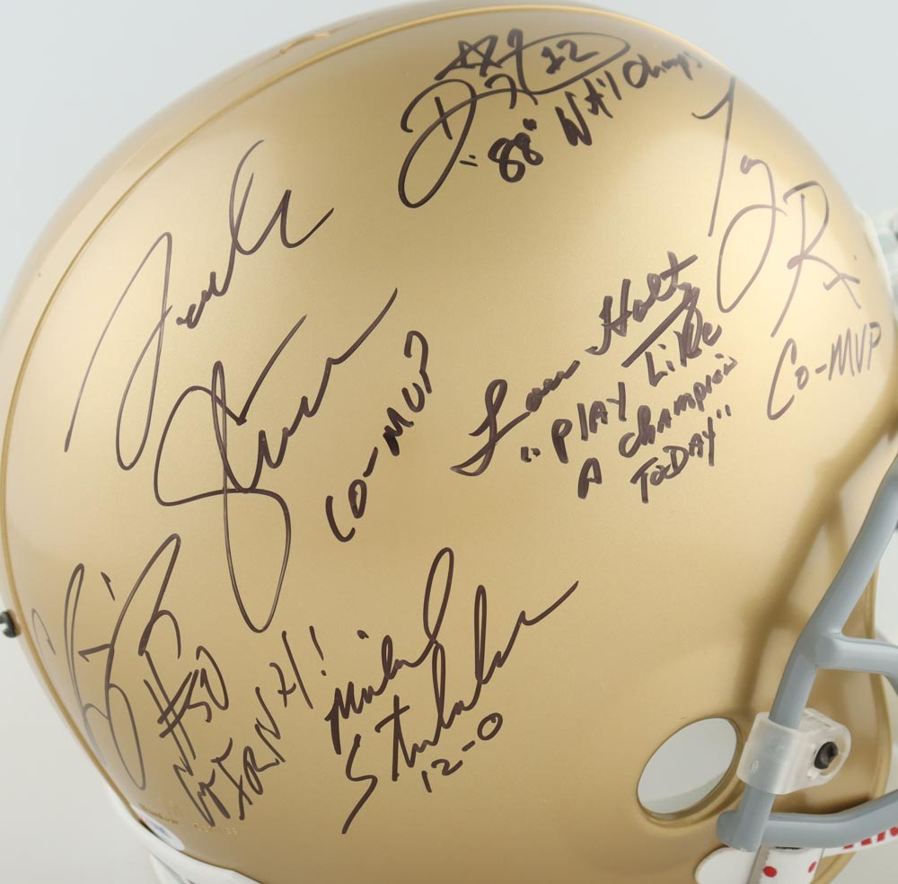 1988 Notre Dame Fighting Irish Full-Size Helmet Signed by (6) with Lou ...