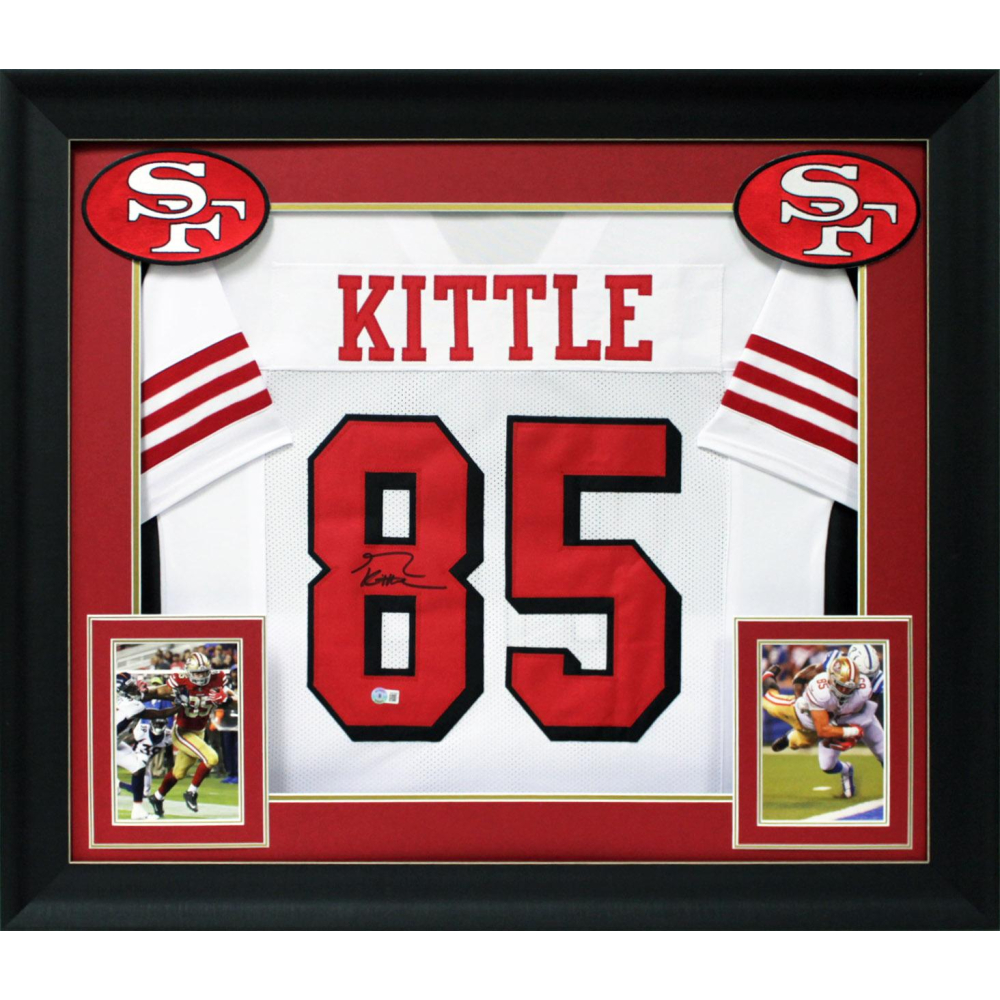 George Kittle Signed Custom Framed Jersey Display (Beckett) | Pristine ...