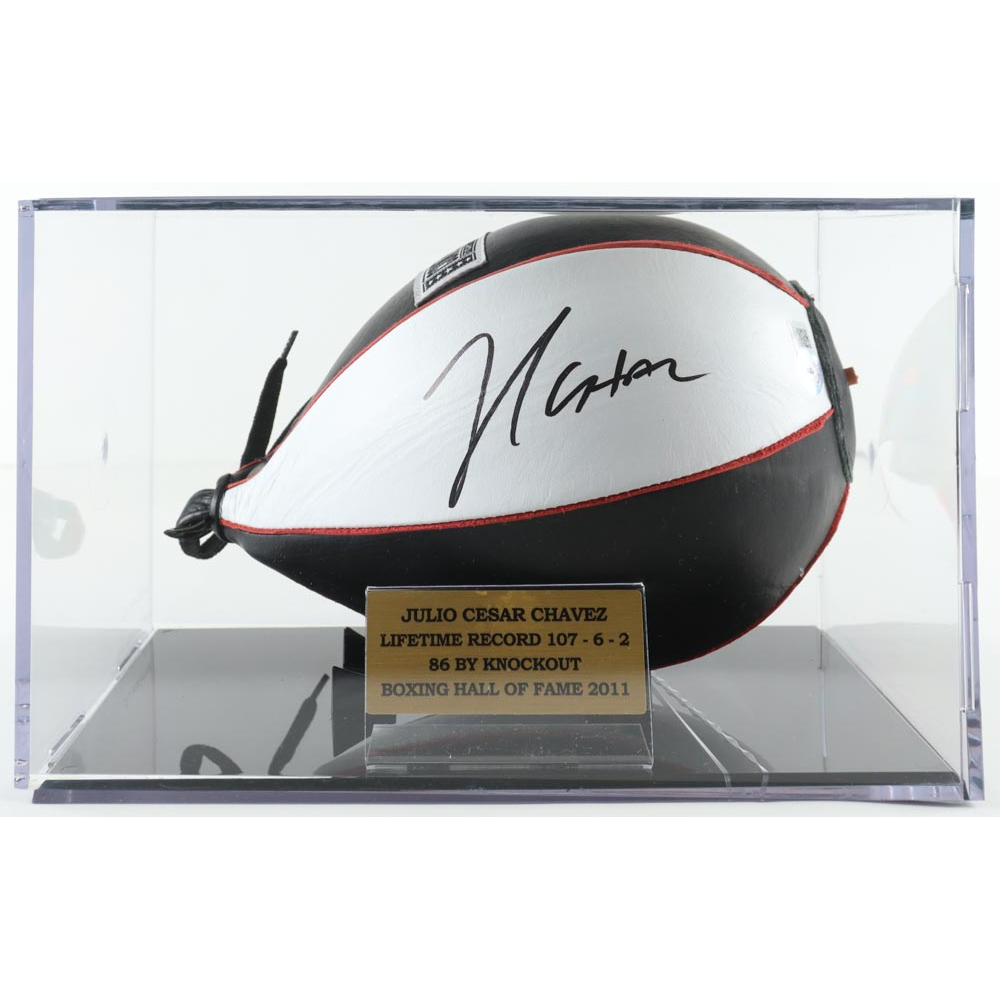 Julio Cesar Chavez Signed Contender Boxing Speed Bag With Display Case ...