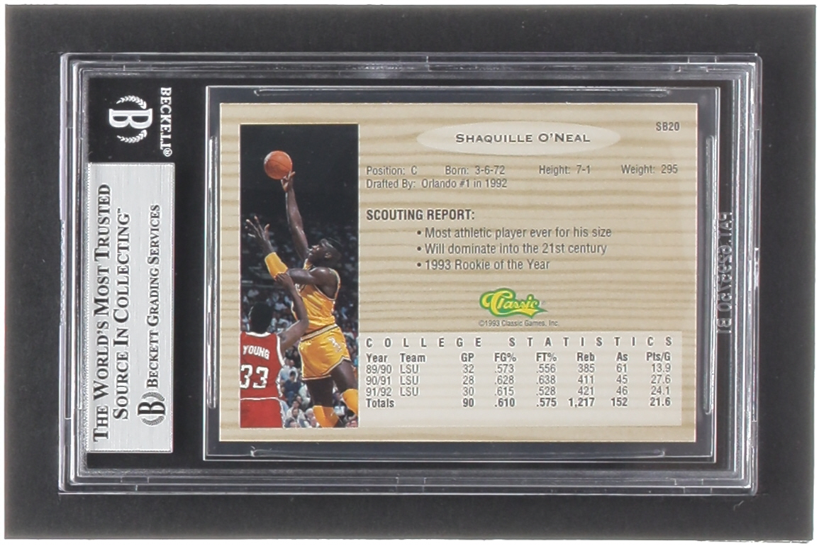 Shaquille O'Neal 1993 Classic Special Bonus #SB20 (BGS 8.5) | Pristine ...