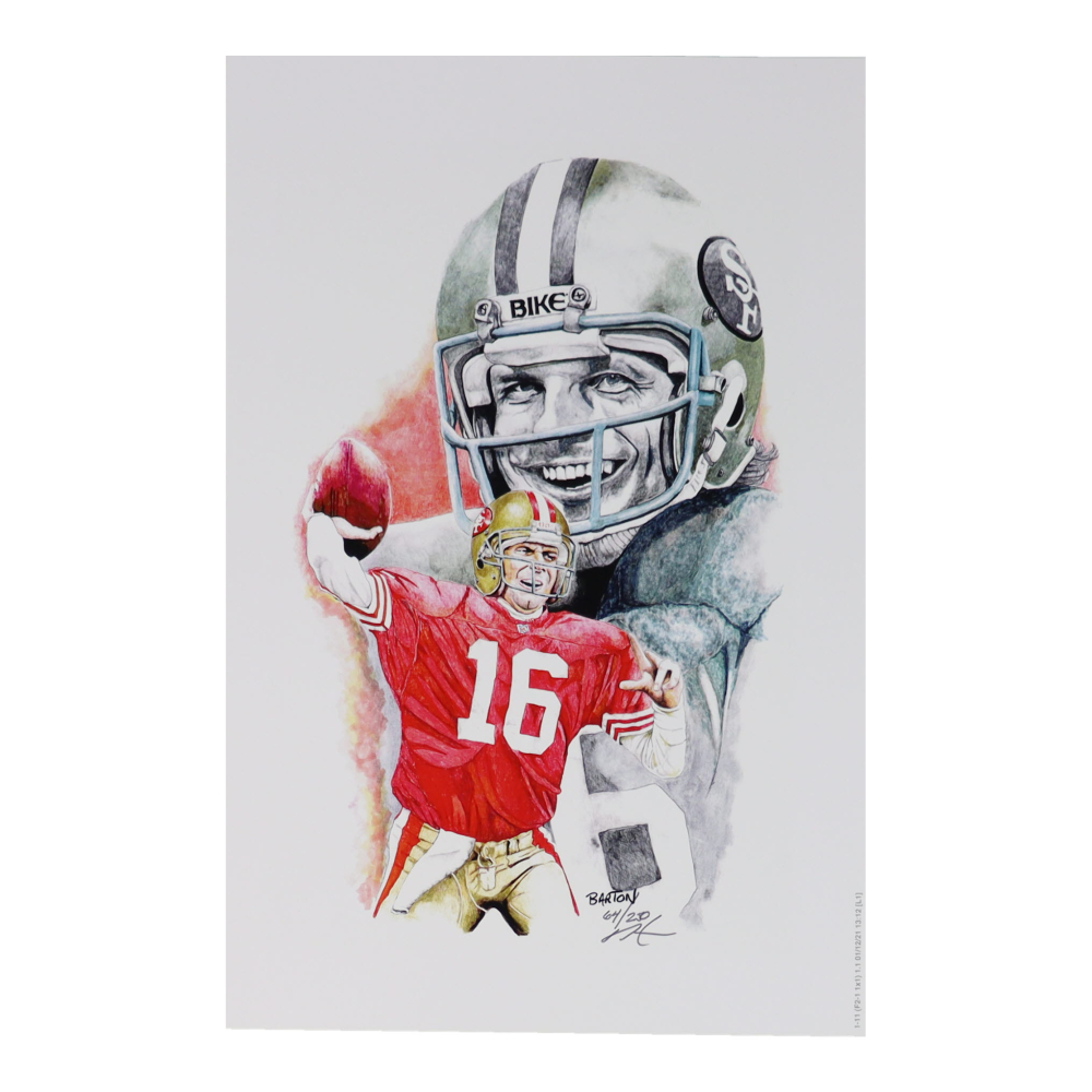 Joe Montana - 49ers - Brian Barton Signed LE 12x18 Lithograph #/250 (PA ...