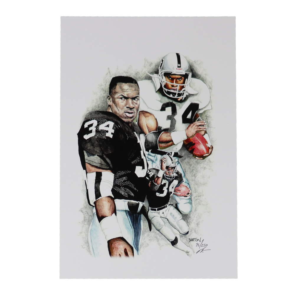 "Bo Jackson" Raiders LE 12x18 Lithograph By Brian Barton #/250 (PA ...