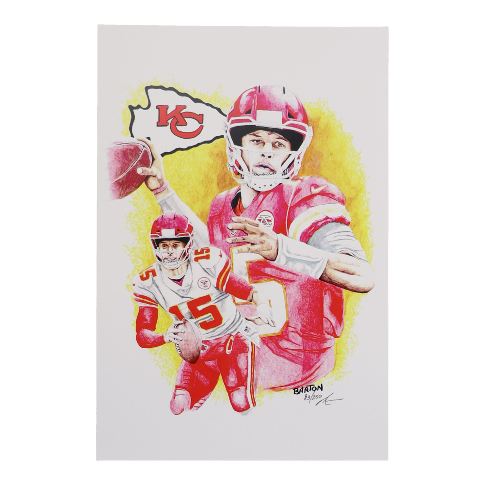 "Patrick Mahomes" Chiefs LE 12x18 Lithograph By Brian Barton #/250 (PA ...