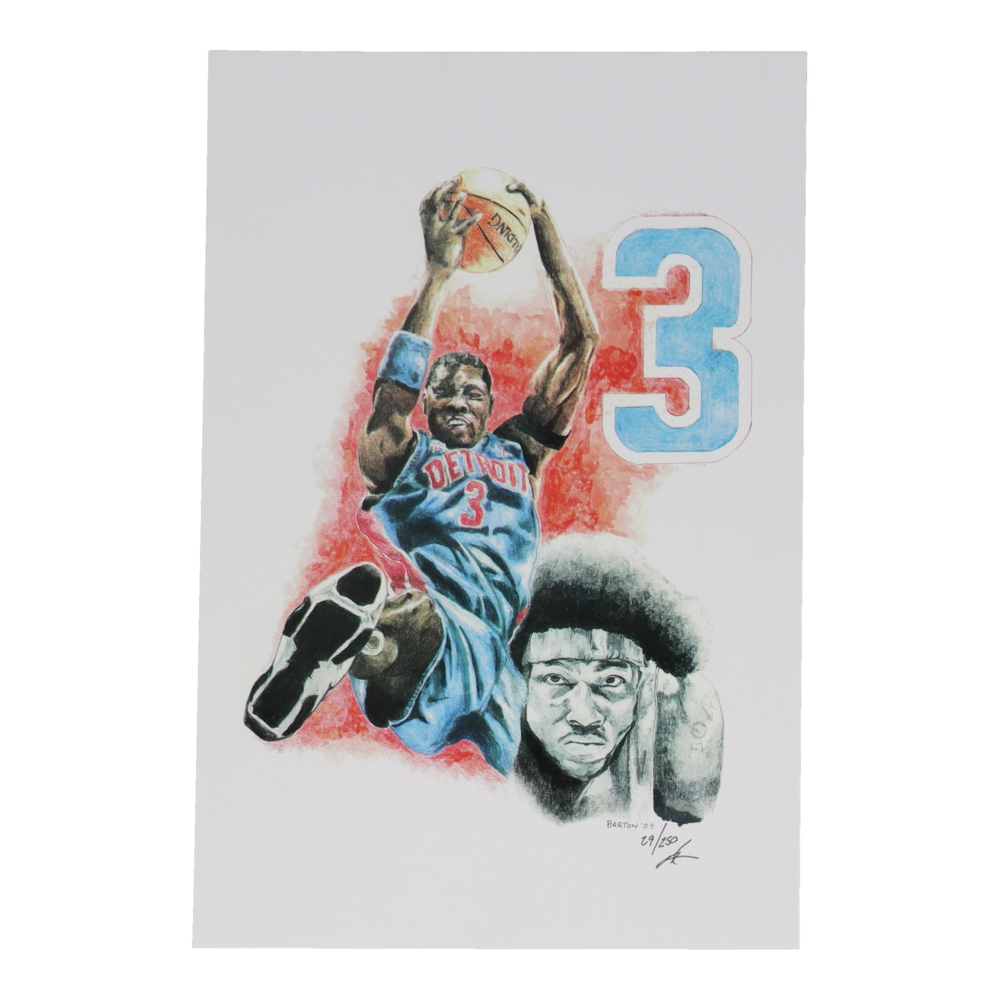 Ben Wallace - Pistons - Brian Barton Signed LE 12x18 Lithograph #/250 ...