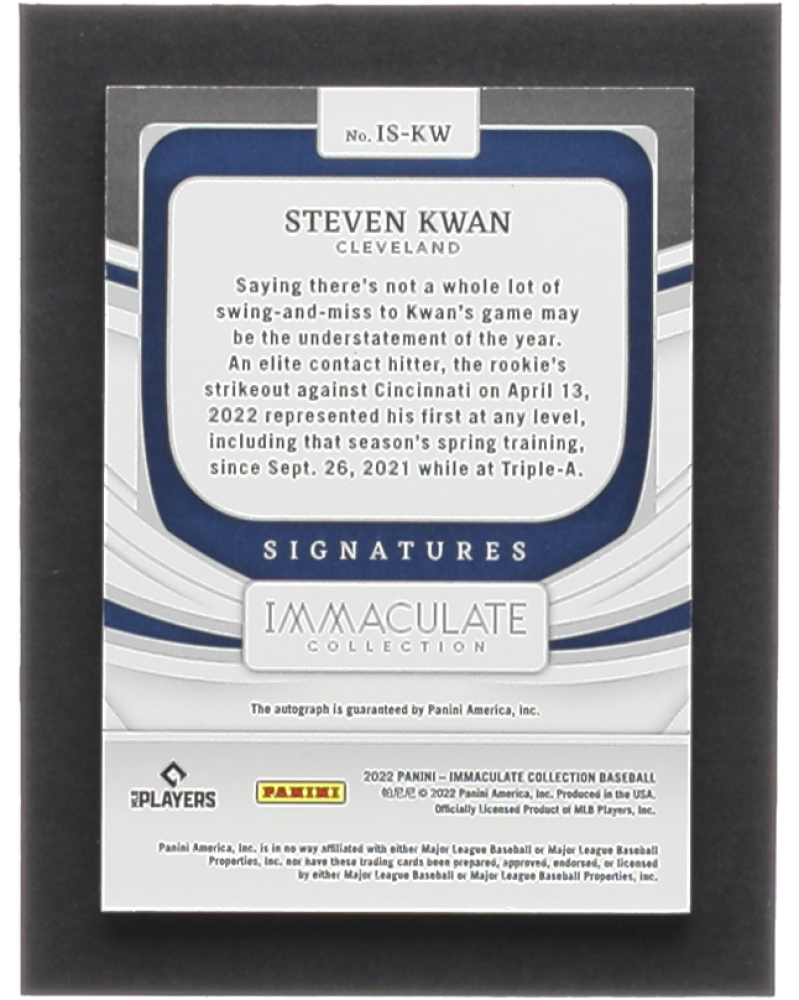 Steven Kwan 2022 Immaculate Collection Immaculate Signatures Red #34 RC ...