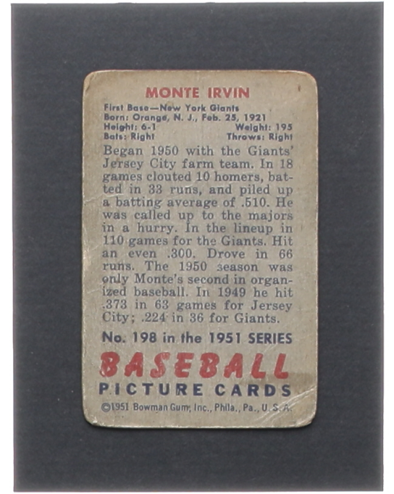 Monte Irvin 1951 Bowman #198 RC | Pristine Auction