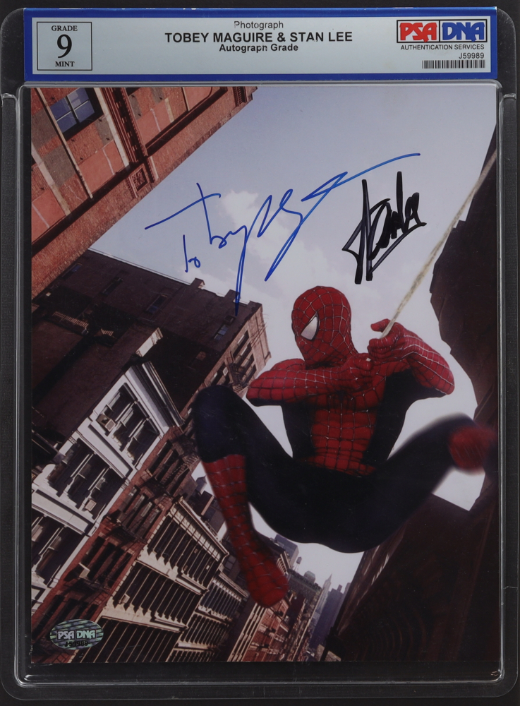 Tobey Maguire & Stan Lee Signed "Spider-Man" 8x10 Photo (PSA ...