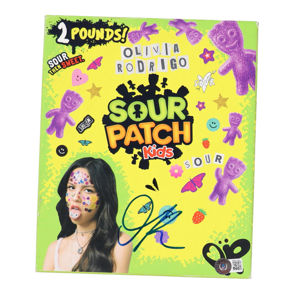 Olivia Rodrigo Signed Sour Patch Kids Box (Beckett) | Pristine Auction