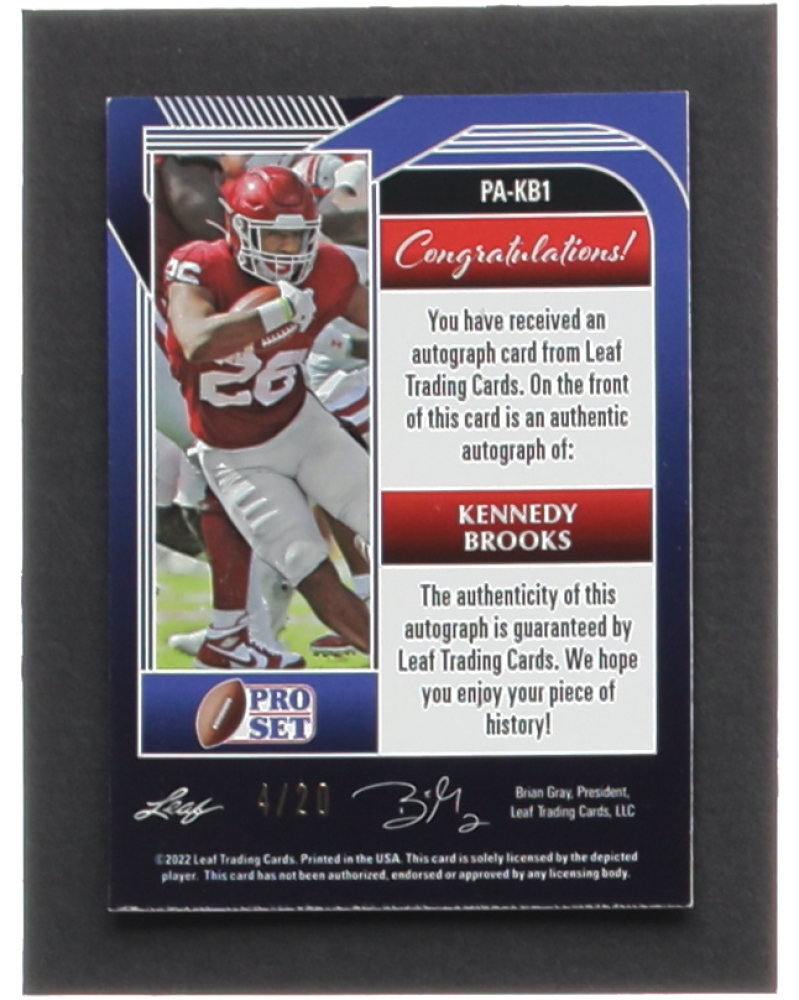 Kennedy Brooks 2022 Leaf Pro Set Metal Mojo Blue #PAKB1 #04/20 RC | Pristine Auction