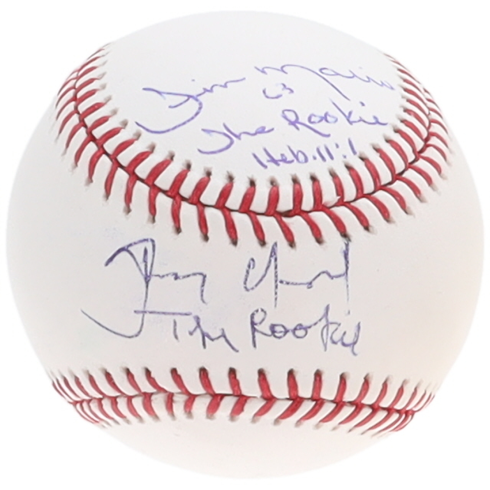 Dennis Quaid & Jim Morris Signed OML Baseball Inscribed "The Rookie ...