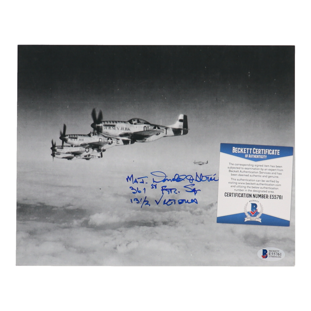 Donald Strait Signed WWII 8x10 Photo Inscribed "361st Ftr. Sq" & "13 1/ ...
