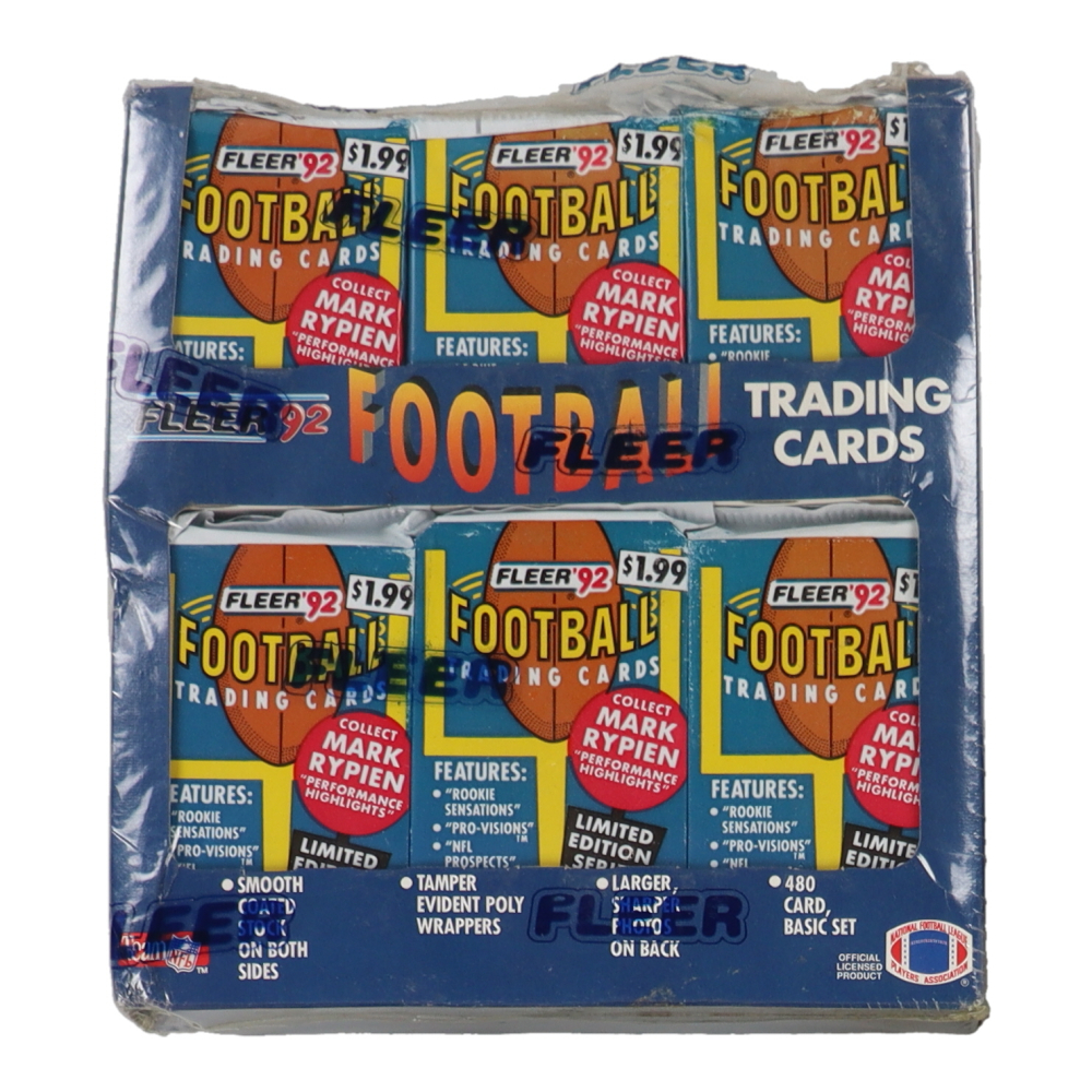1992 Fleer Football Cello Box with (24) Packs | Pristine Auction