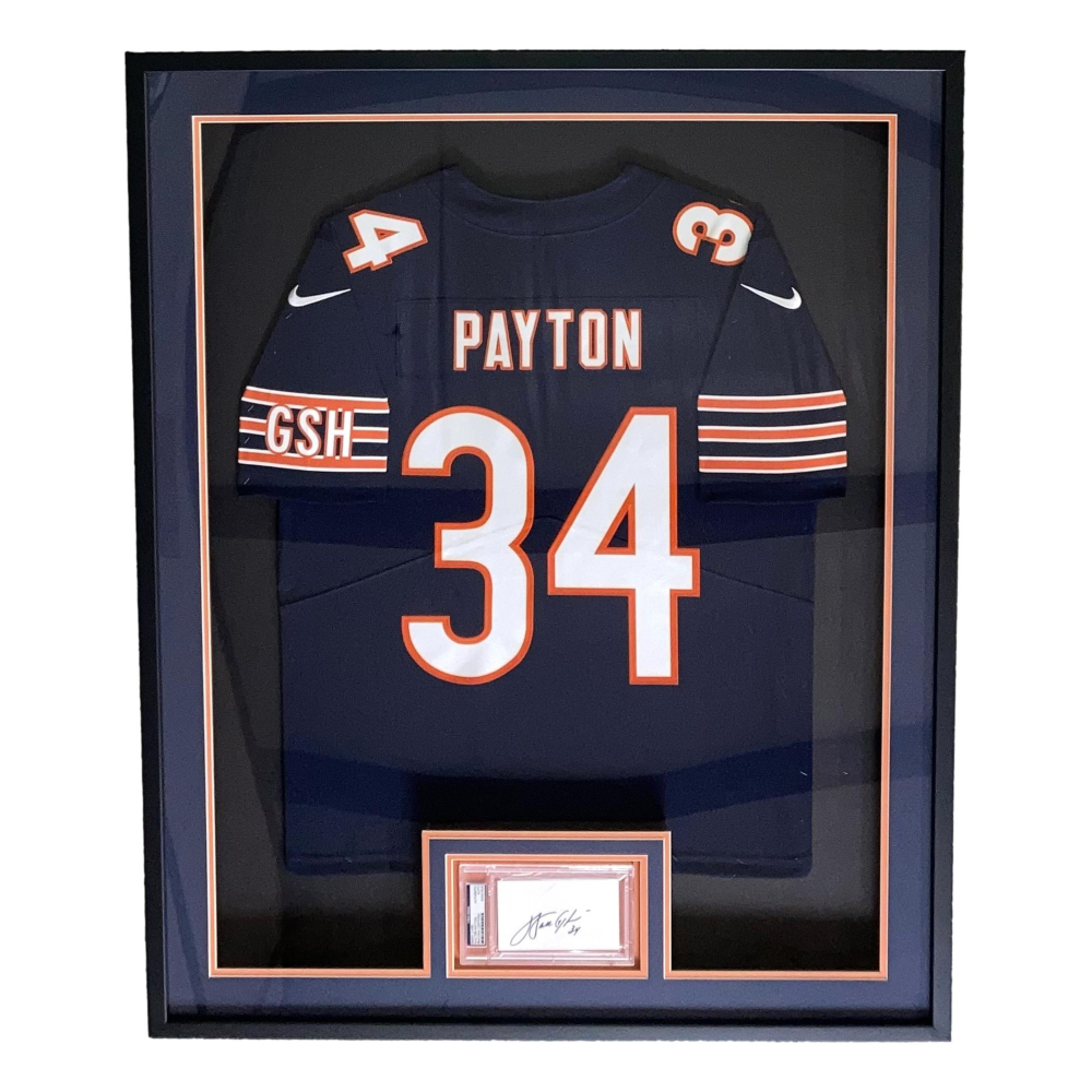Walter Payton Signed Bears Custom Framed Cut Display with Nike Jersey ...